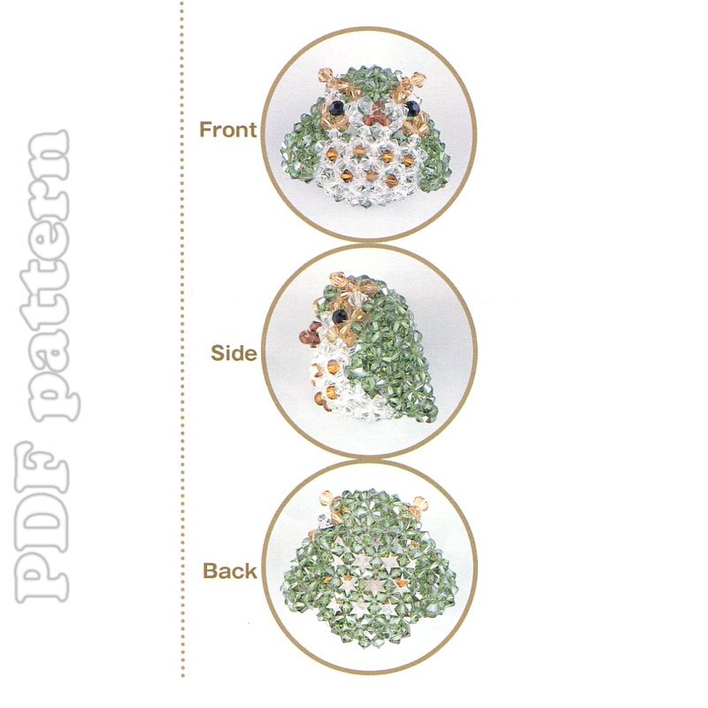 3D Beads Owl Swarovski Beading Pattern PDF | CraftyLine e-pattern shop
