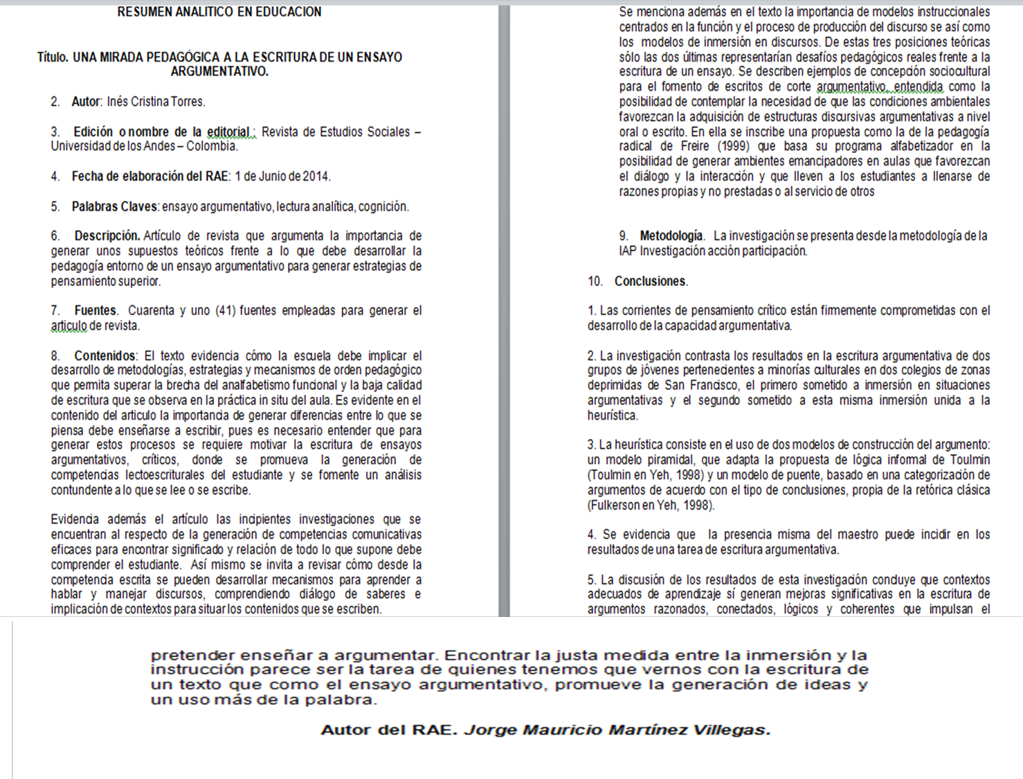 COMPETENCIAS COMUNICATIVAS: RAE RESUMEN ANALÍTICO DE ESTUDIO