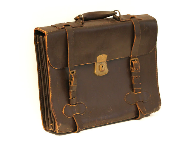 gatherandspread: VINTAGE GENUINE LEATHER MILITARY BRIEFCASE