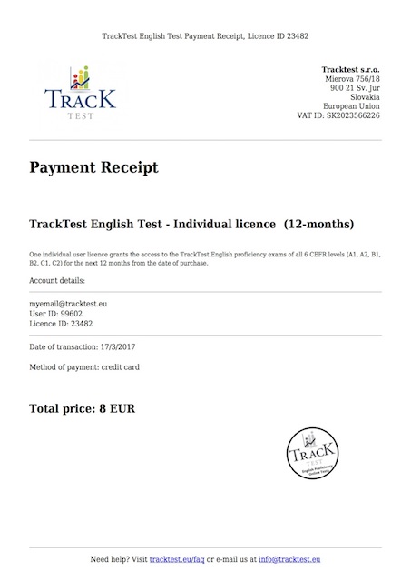 English Proficiency Test Online Blog: Payment receipts for the English ...