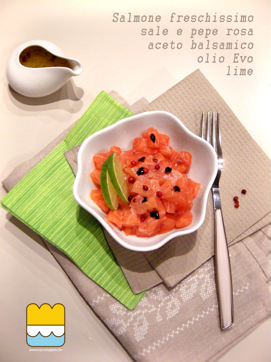 Tartare di salmone, lime e pepe rosa - Pane e Acqua di Cristina