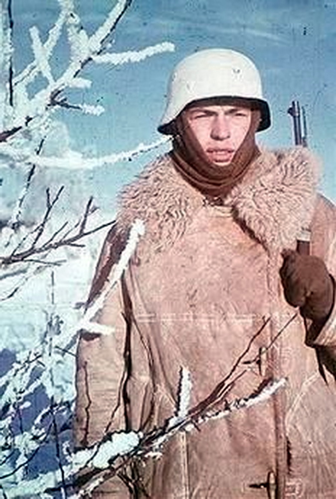 World War II in Color: German Sentry in the Freezing Russian Winter