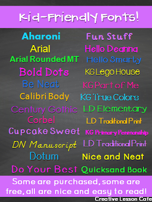 Creative Lesson Cafe: Favorite Kid-Friendly Fonts!