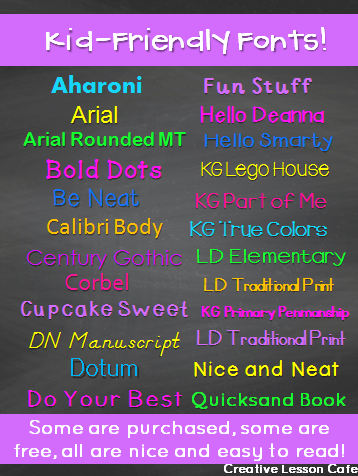 Creative Lesson Cafe: Favorite Kid-Friendly Fonts!