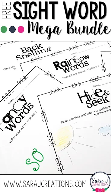 Absolutely Free Sight Word Mega Bundle | Sara J Creations