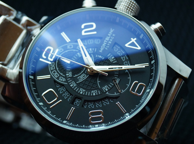 WatchAlide: MONTBLANC TWINFLY FLYBACK STOPWATCH BLACK DIAL BRACELET