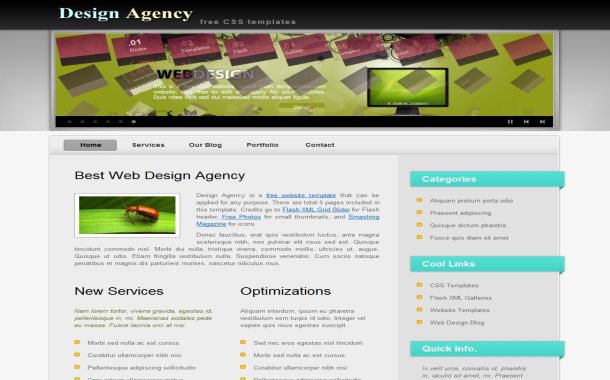 Free Media Agency Flash CSS Website Template