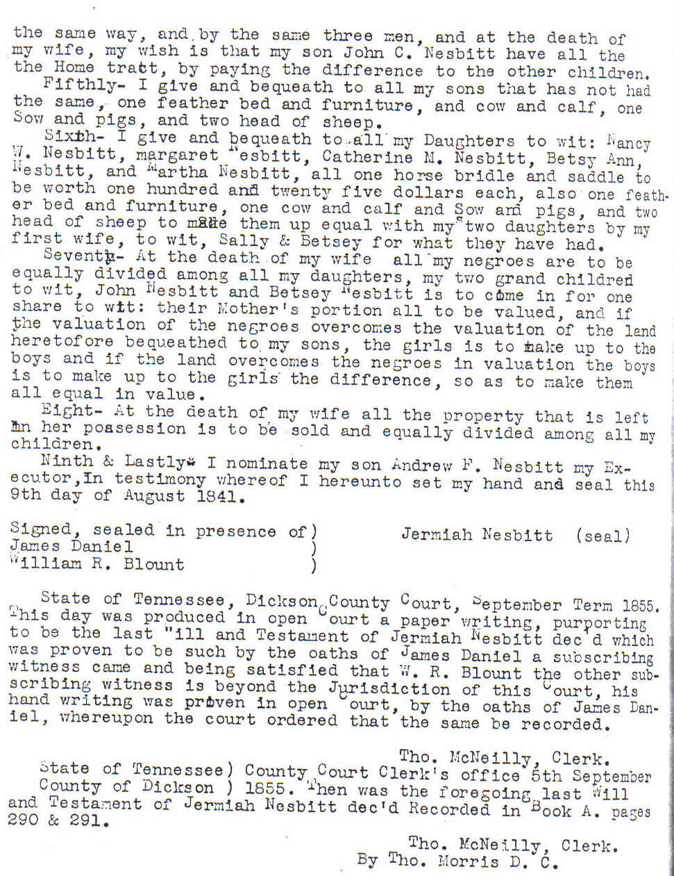 Family Tree & Branches: ANCESTOR SPOTLIGHT: JEREMIAH NESBITT