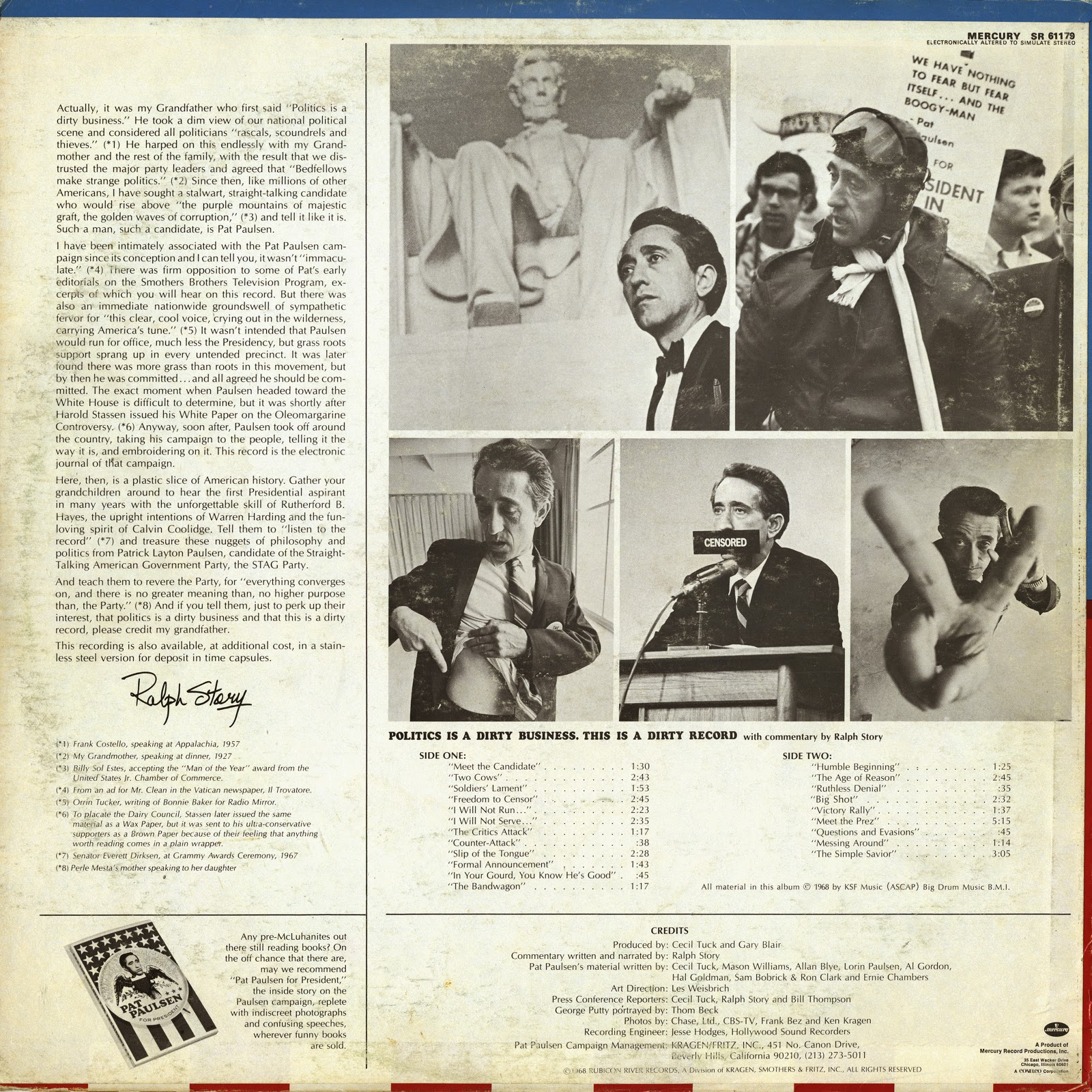 Vintage Stand-up Comedy: Pat Paulsen - Pat Paulsen For President 1968