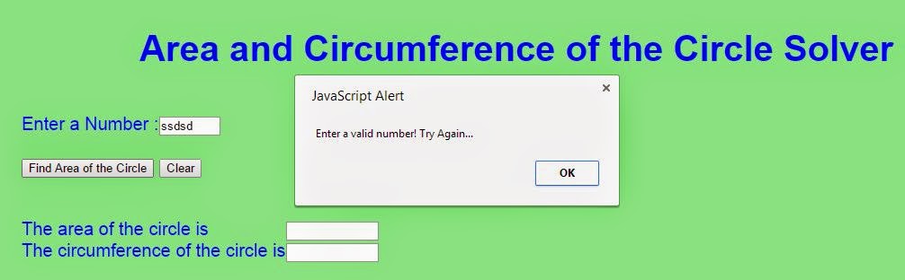 Free Programming Source Codes And Computer Programming Tutorials Area And Circumference Of The
