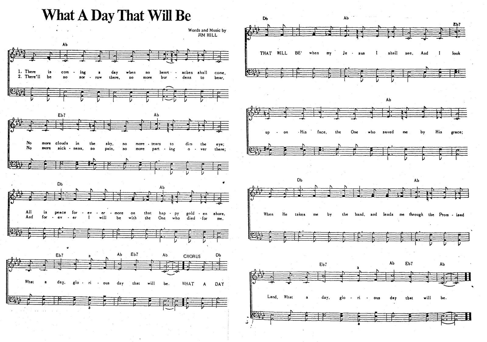 Worship Lead Sheets: What a day that will be - Jim Hill