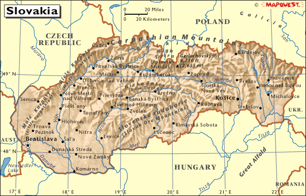 Slovakya Haritası ~ Ülke Haritaları