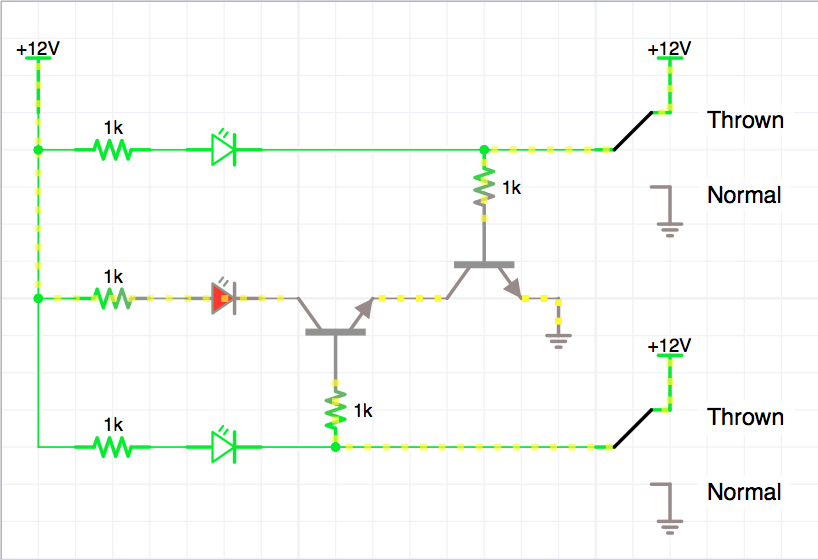 Common LED display of crossover turnout route - DCC / Electronics ...