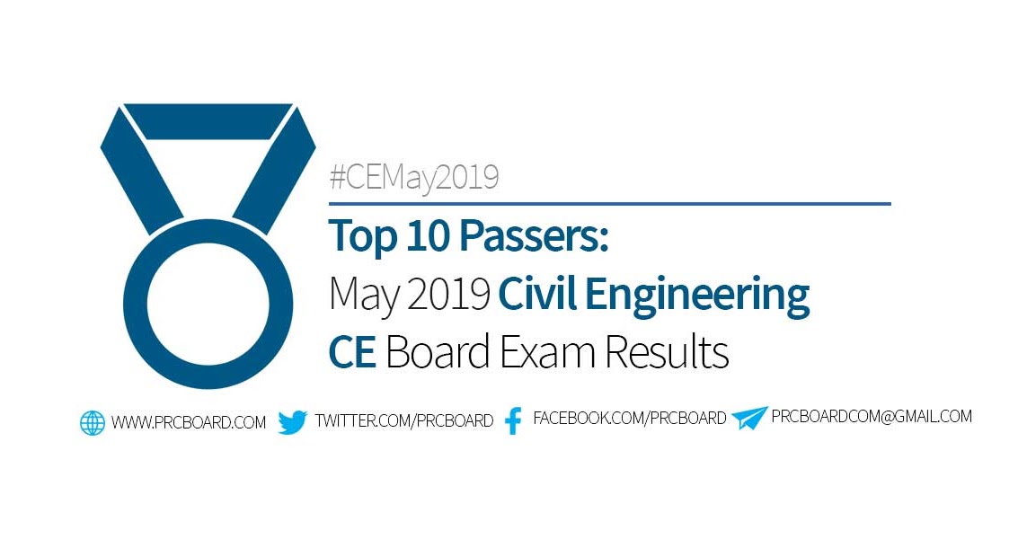 RESULT – Civil Engineering CE Board Exam May 2019 Top 10 - PRCBoard.com RESULT – Civil Engineering CE Board Exam May 2019 Top 10 - PRCBoard.com