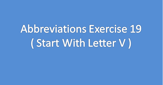 Abbreviations Exercise 19 Start With Letter V