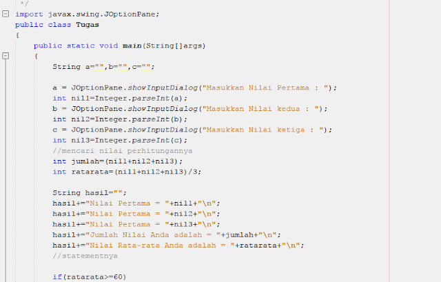 Struktur Kontrol pada Java (Netbeans) Joption Nilai Rata-rata ~ Teknik Informatika