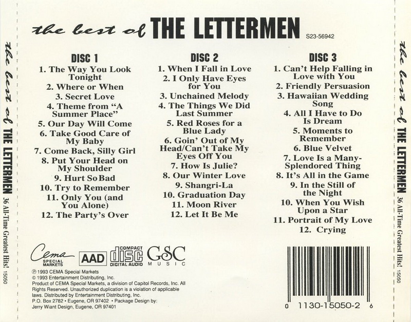 ENTRE MUSICA: THE LETTERMEN - The Best Of The Lettermen (3 CDs)