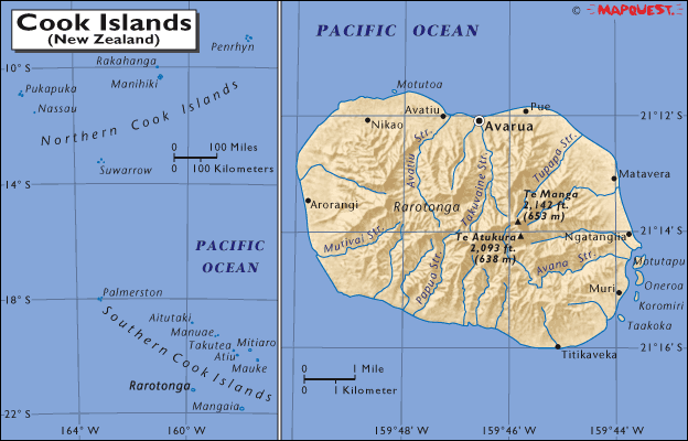 COOK ISLANDS - GEOGRAPHICAL MAPS OF COOK ISLANDS (NEW ZEALAND)