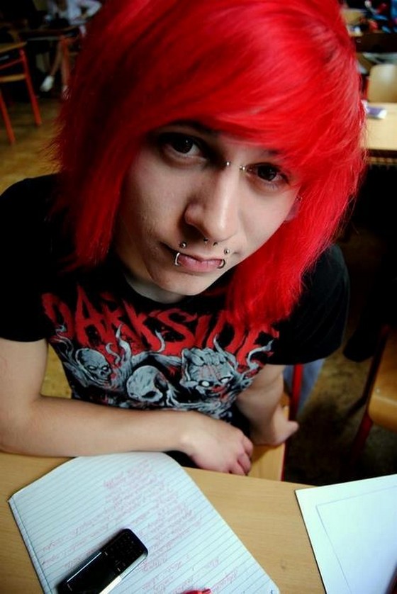 Piercing emo boy red hair cute | nineimages