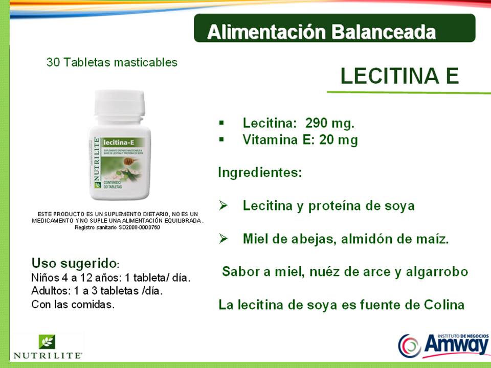 LECITINA E ~ CUIDA TU SALUD CON NUTRILITE