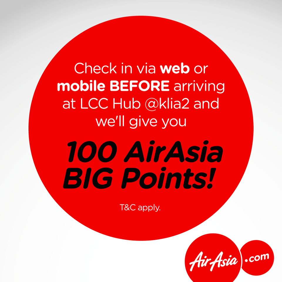在家 Check in 的民众可获得100 AirAsia BIG Points