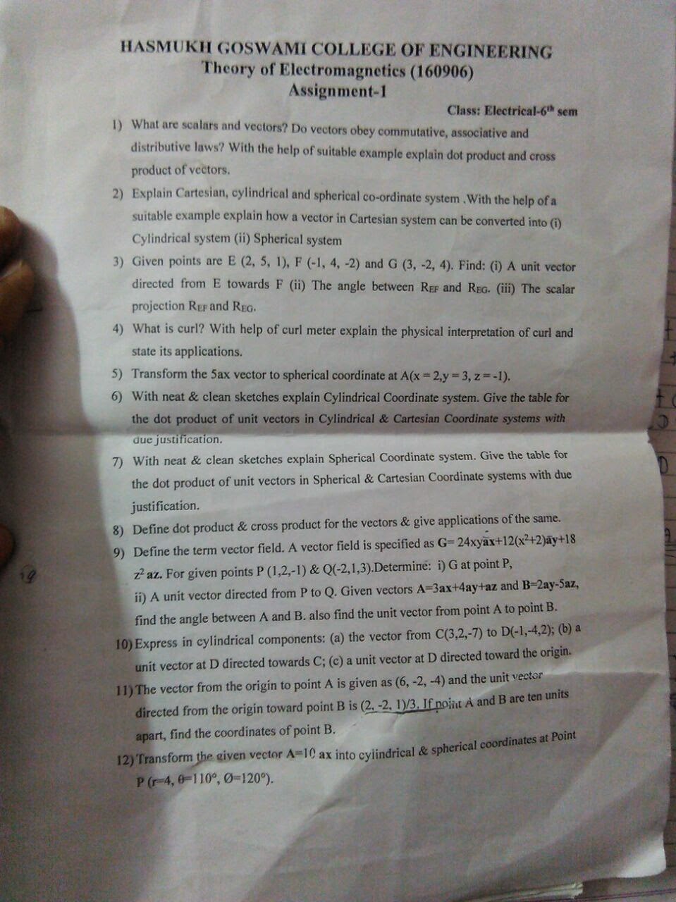 Field Theory Assignment With Solution Hgce Electrical 9269