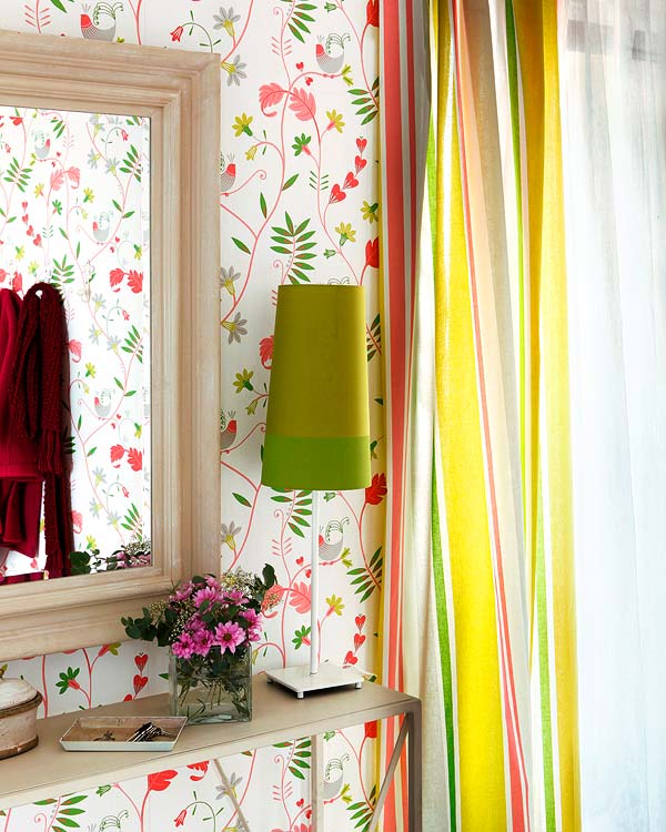 Livening up spaces using bold and bright, multicolor striped curtains ...