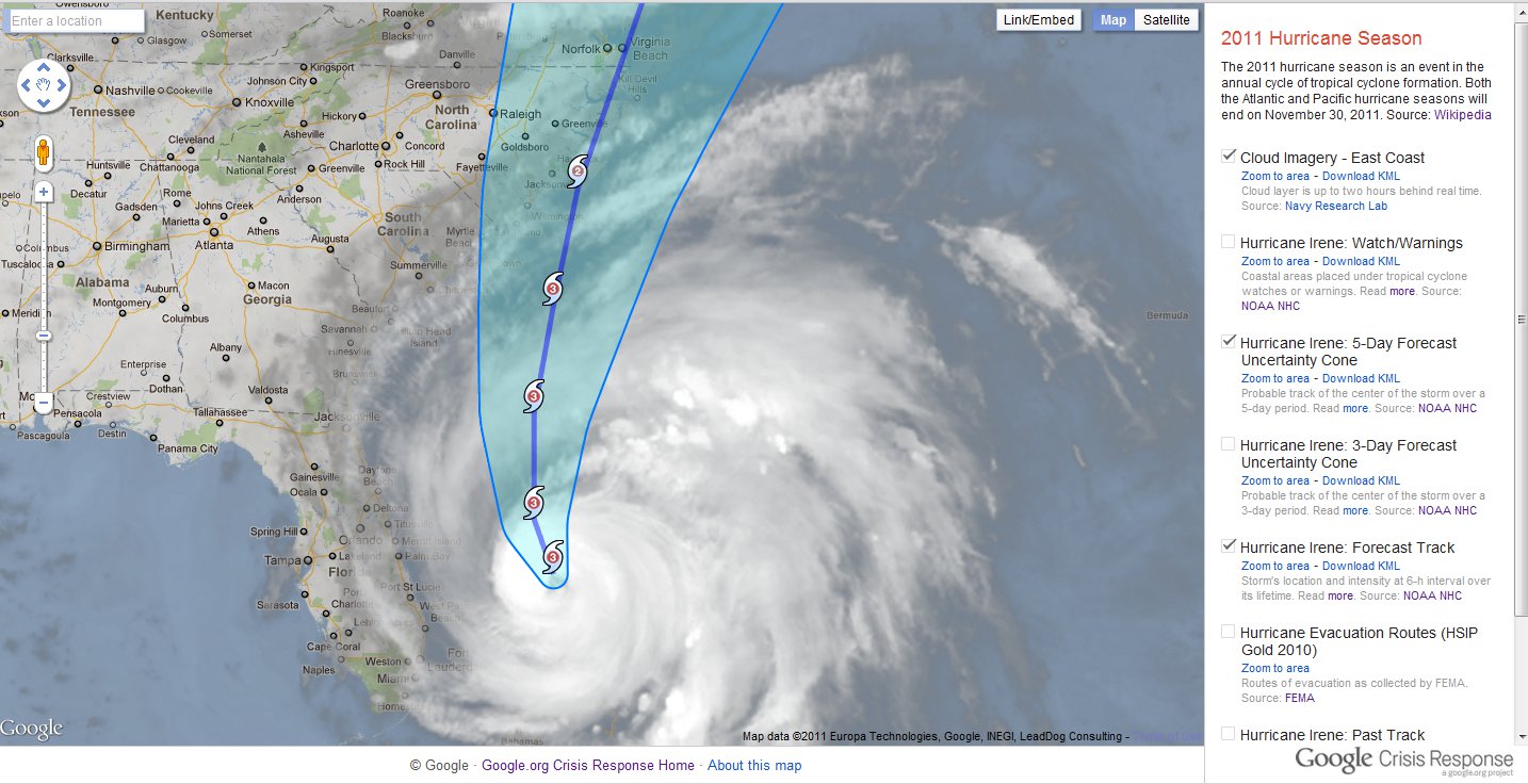 Official google.org Blog: Mapping Hurricane Irene
