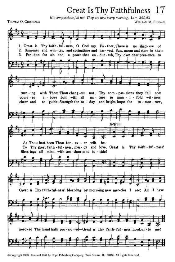 Worship Lead Sheets: Great is Thy Faithfulness - Thomas Chisholm ...