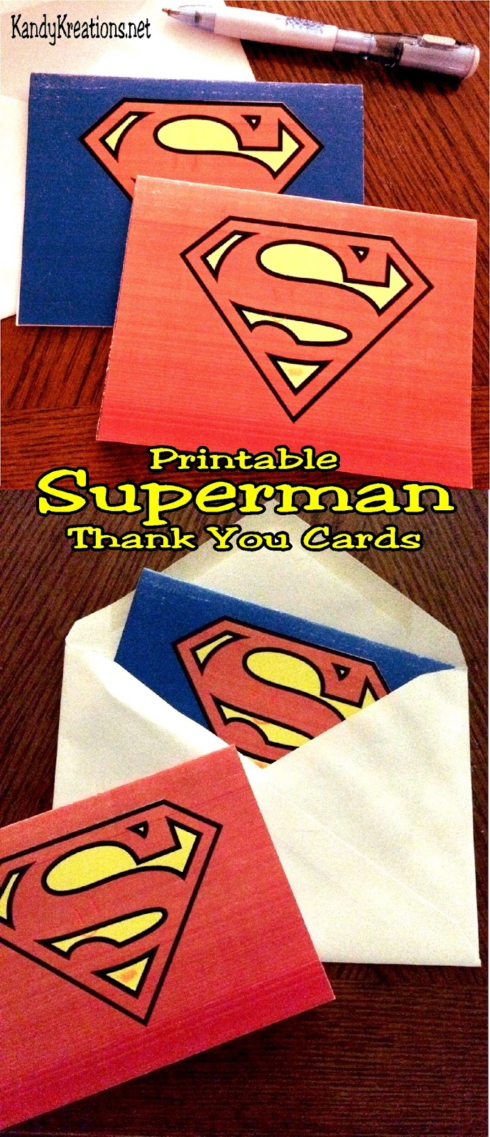 Printable Superman Thank You Cards
