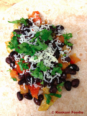 Konkani Foodie: Mexican Black Bean Wrap with Pico De Gallo