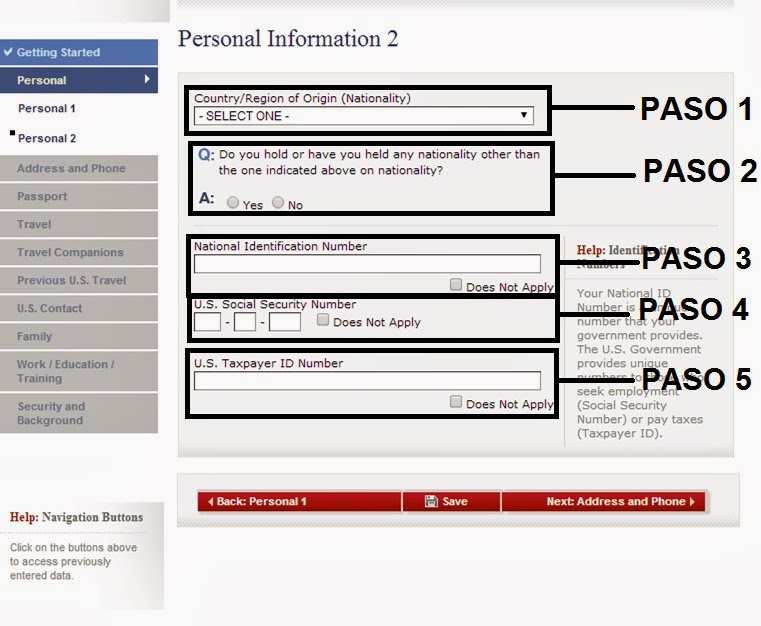 La informacion personal o personal information del DS-160 | Asuntos ...