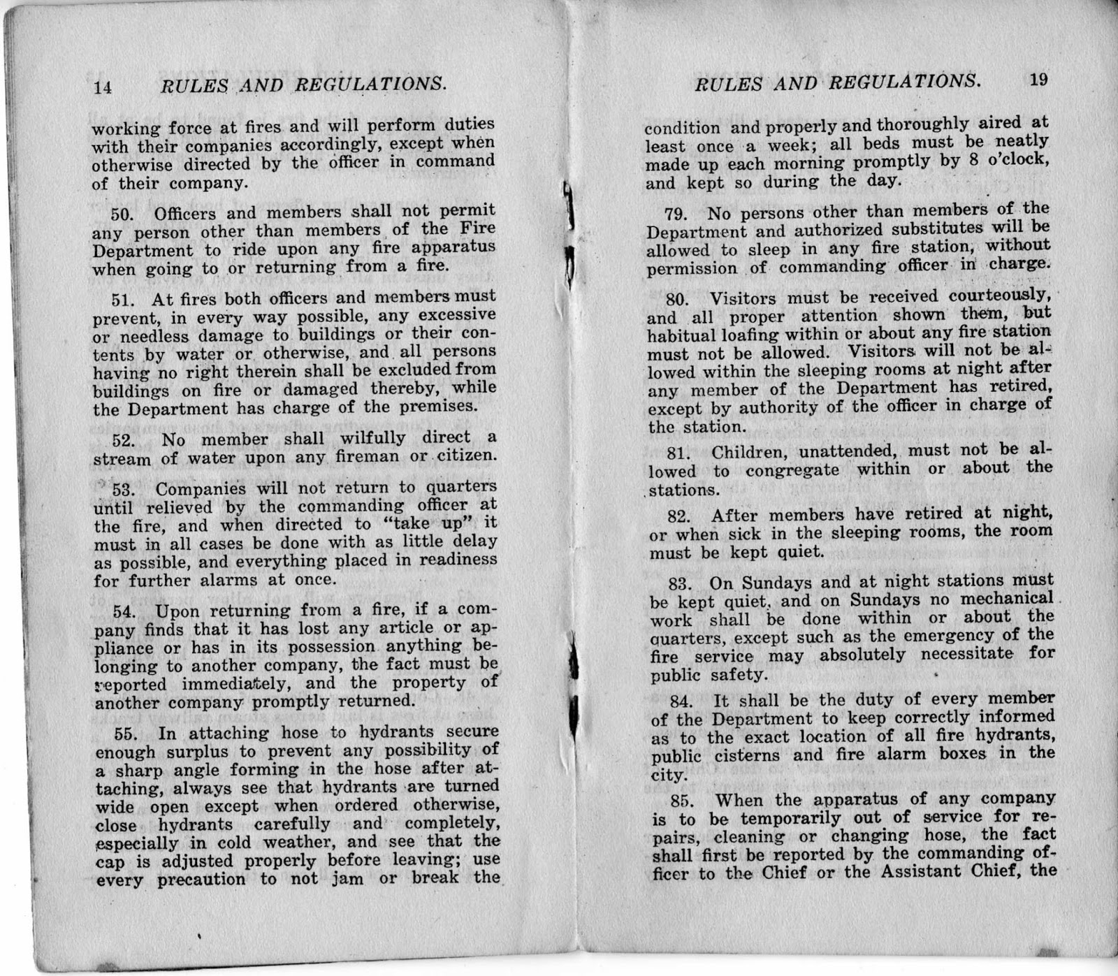 Asheville Fire Department History: Old Fire Department Rules and ...