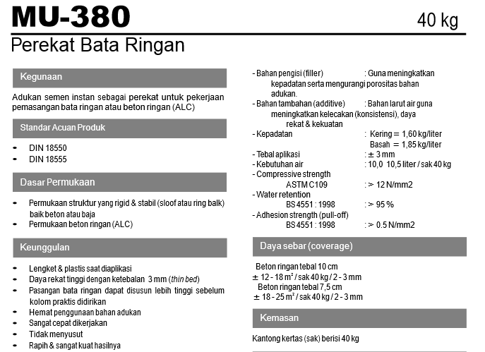 Jual Mortar Utama di Malang: Mortar Utama 380 (MU-380) Perekat Bata ...