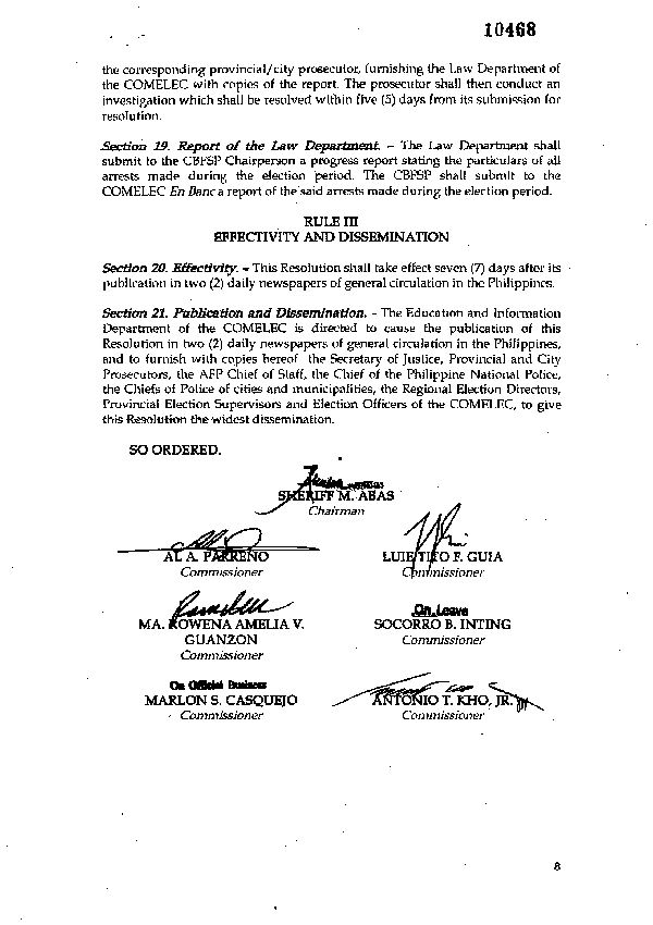 Information is the Key: Comelec Resolution No. 10468