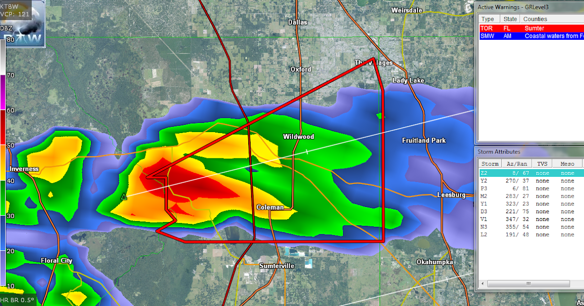 Ralph's Tropical Weather-RTW: TONADO WARNING SOUTH OF MARION COUNTY FLORIDA