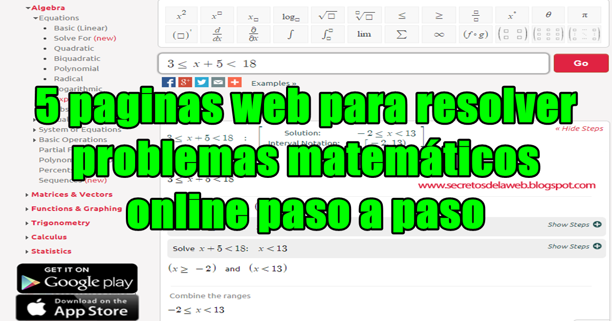 5 paginas web para resolver problemas matemáticos online paso a paso ...