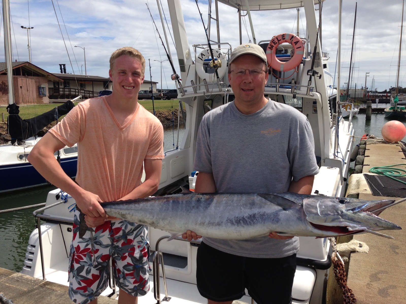 C-lure Fishing Chaters Kauai Hawaii: 44 pound wahoo