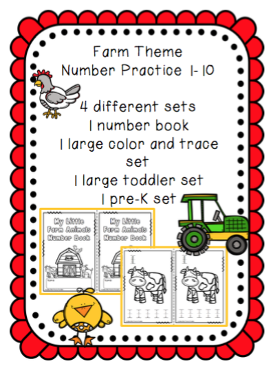 Farm Theme Number Practice 1-10 ~ Preschool Printables