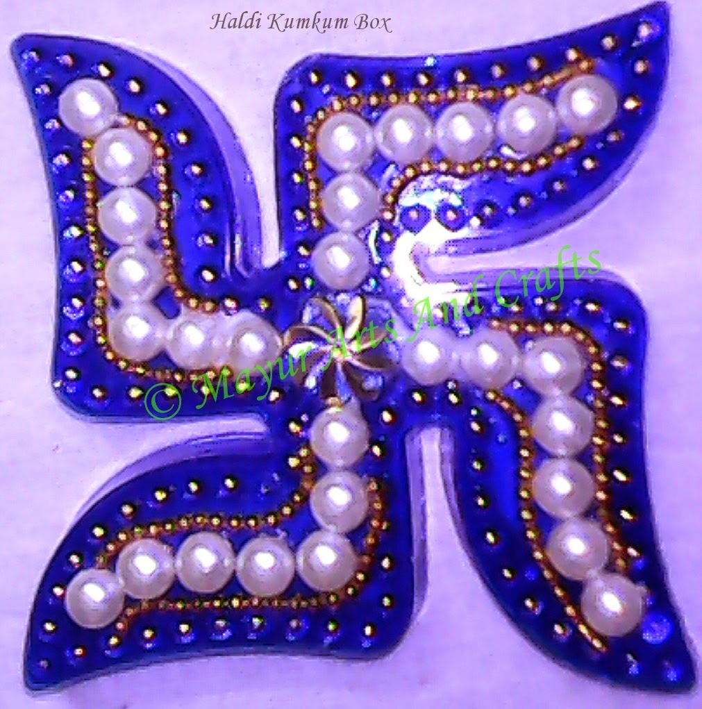 Mayur Arts and Crafts : Manjal Kumkum Box - Swasthik Design