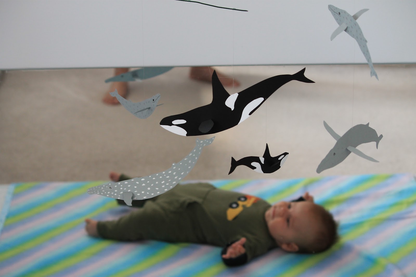 Montessori Beginnings: Mother and baby whales mobile