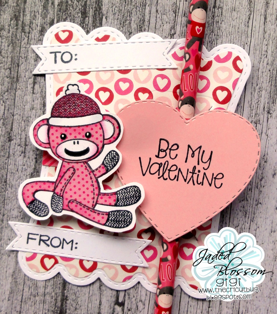 Jaded Blossom: Sock Monkey Pencil Valentines