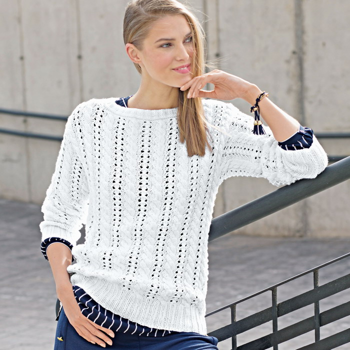 Irina: White summer pullover.