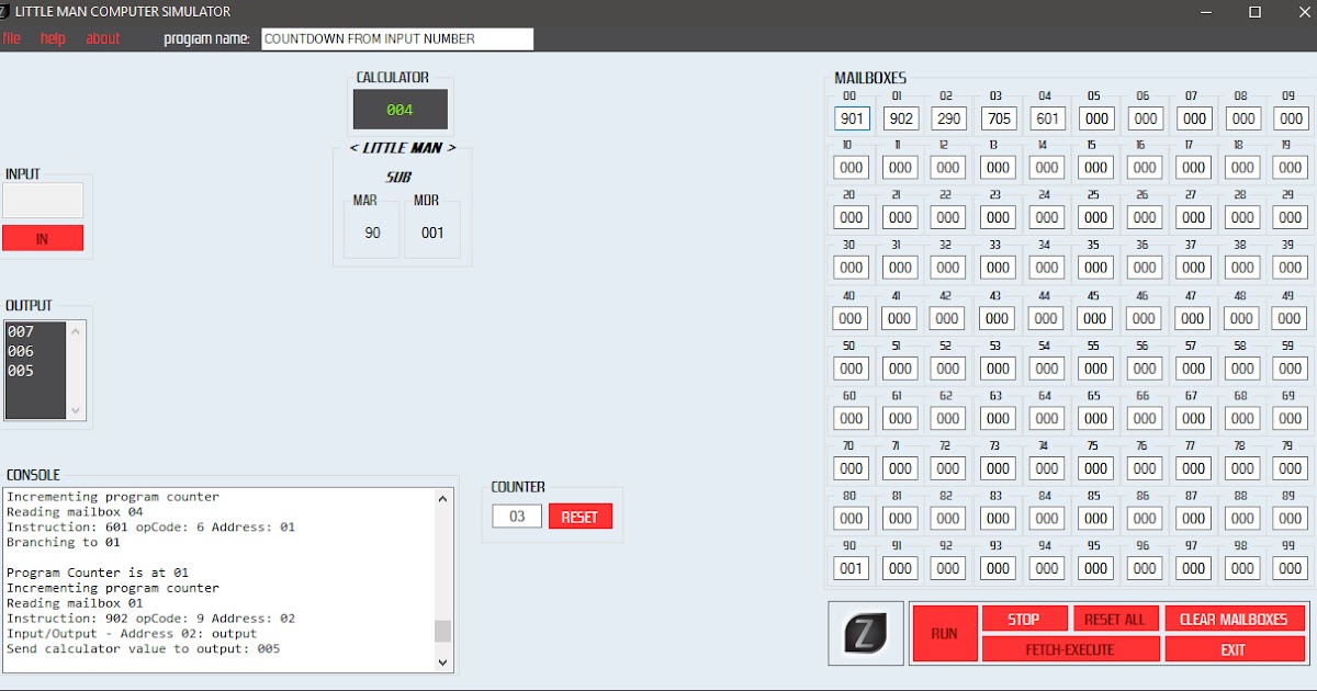 A SIMPLE LMC SIMULATOR IN C#