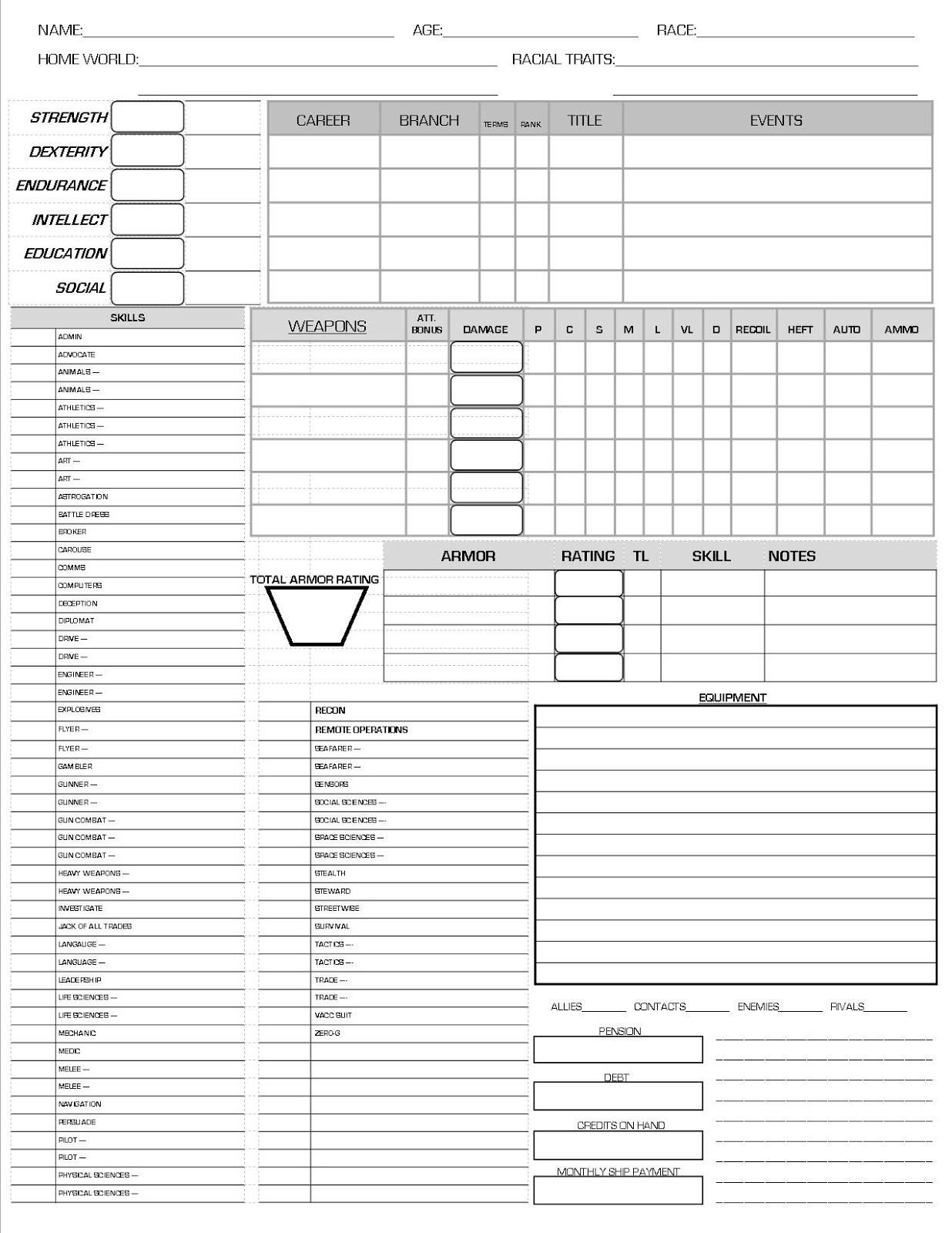 Graphite Prime: Traveller: Evolution of a Character Sheet and ...