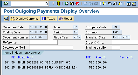 SAP - FICO MODULE LEARNING: Outgoing Payment with Clearing