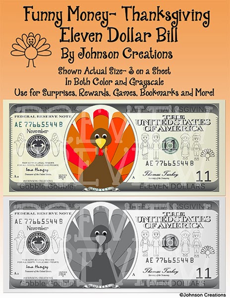 Johnson Creations: Funny Money -Thanksgiving Eleven Dollar Bill