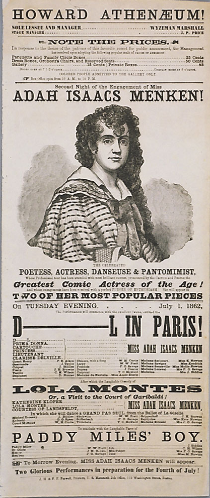 The Civil War of the United States: Adah Isaacs Menken, born June 15, 1835