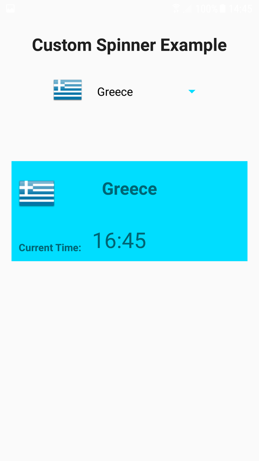 Android Examples: Android Custom Spinner (drop down list) example