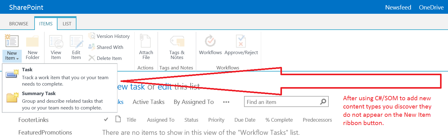Taner's Blog: C# SharePoint Content Type Visible on New button